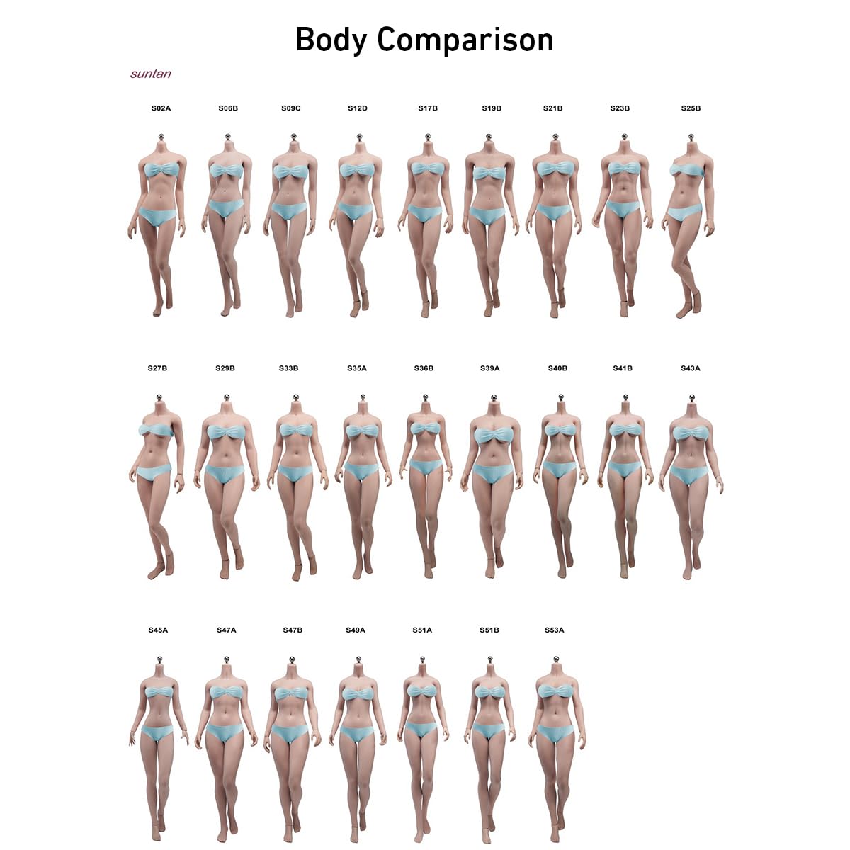 HiPlay TBLeague Seamless Action Figure Anime Body Type and Small Bust 1:6 Scale S45A(Suntan, Without Head)