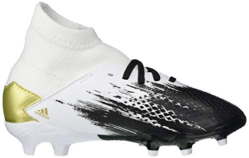 adidas boys Firm Ground Predator 20.3 Soccer Shoe, White/Gold Metallic/Black, 1 Little Kid US