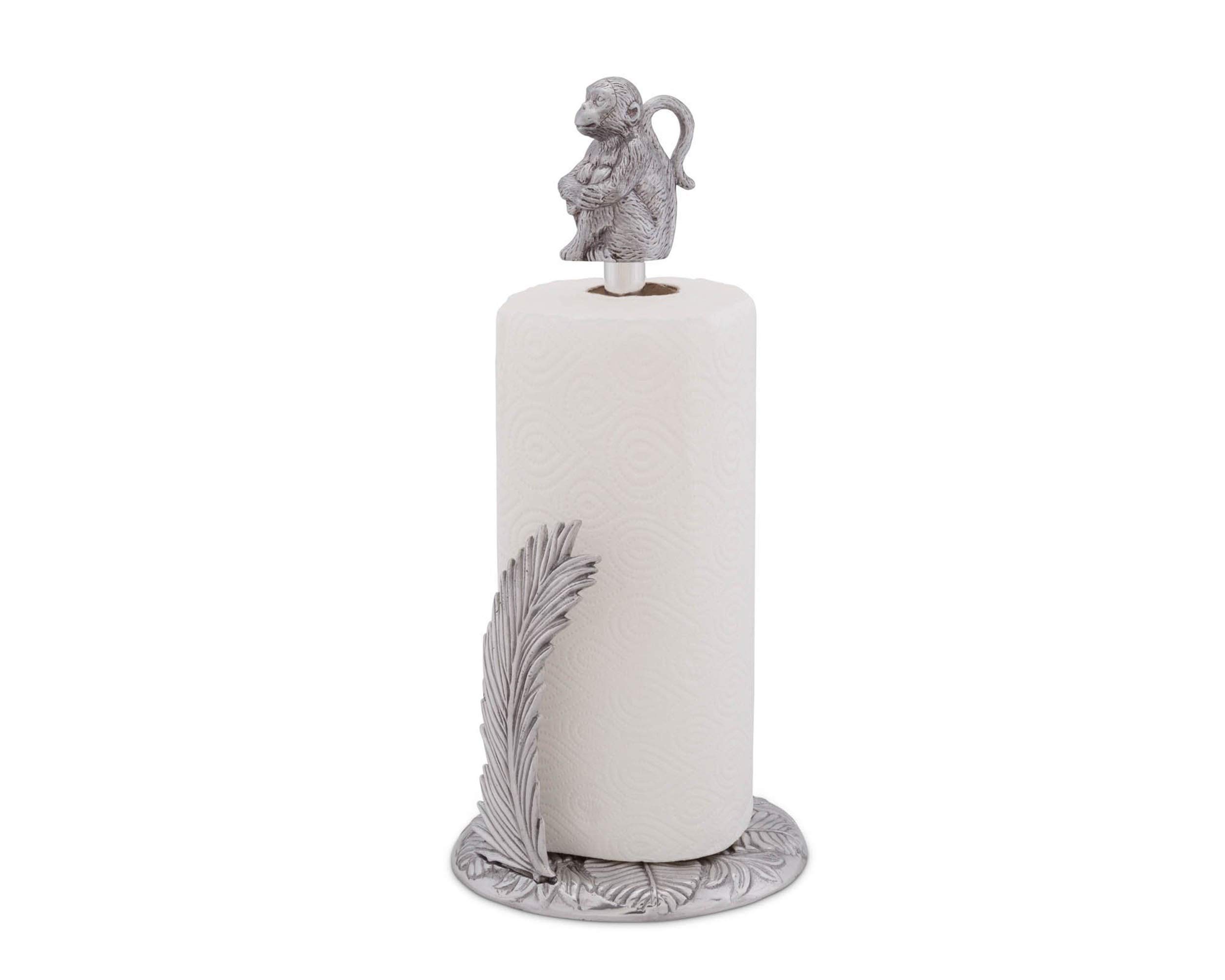 Arthur Court Aluminum Monkey Countertop Paper Towel Holder Standing 15 inch Standing Tall