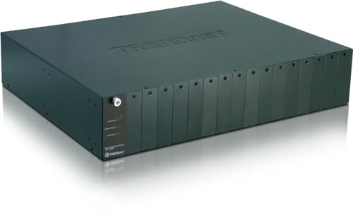 TRENDnet 16-Bay Fiber Converter Chassis System, Hot Swappable, Housing for up to 16 TFC Series Media Converters, Fast Ethernet RJ45, RS-232, SNMP Management Module, Lifetime Protection, TFC-1600