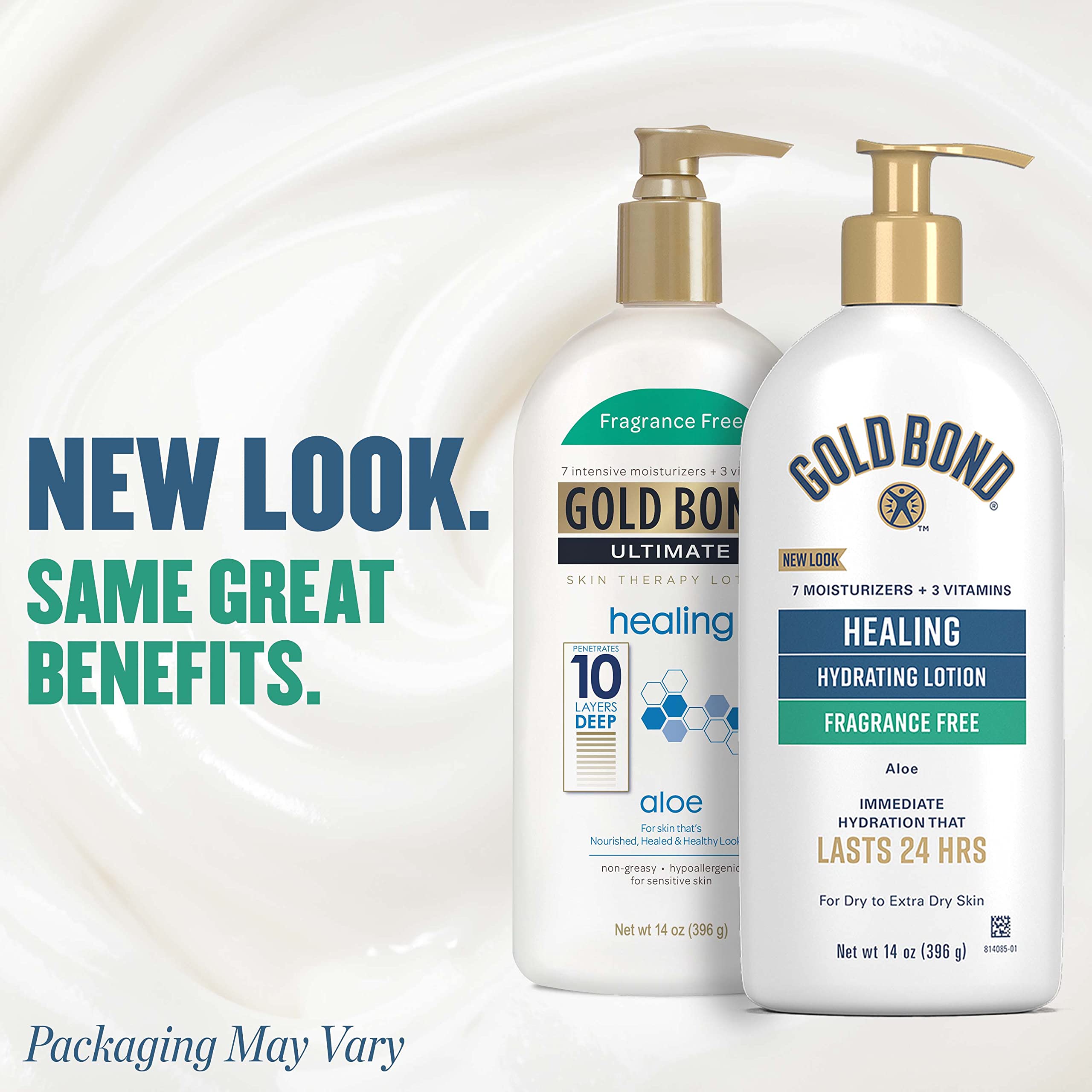 Gold Bond Fragrance Free Healing Hydrating Lotion, 14 oz., With Aloe, Immediate 24-Hour Hydration