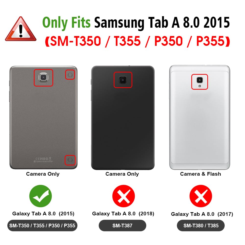 Fintie Slim Shell Case for Samsung Galaxy Tab A 8.0 (Previous Model 2015) - Super Slim Lightweight Standing Cover with Auto Sleep/Wake for Tab A 8.0 SM-T350/T355/P350/P355 2015, Black