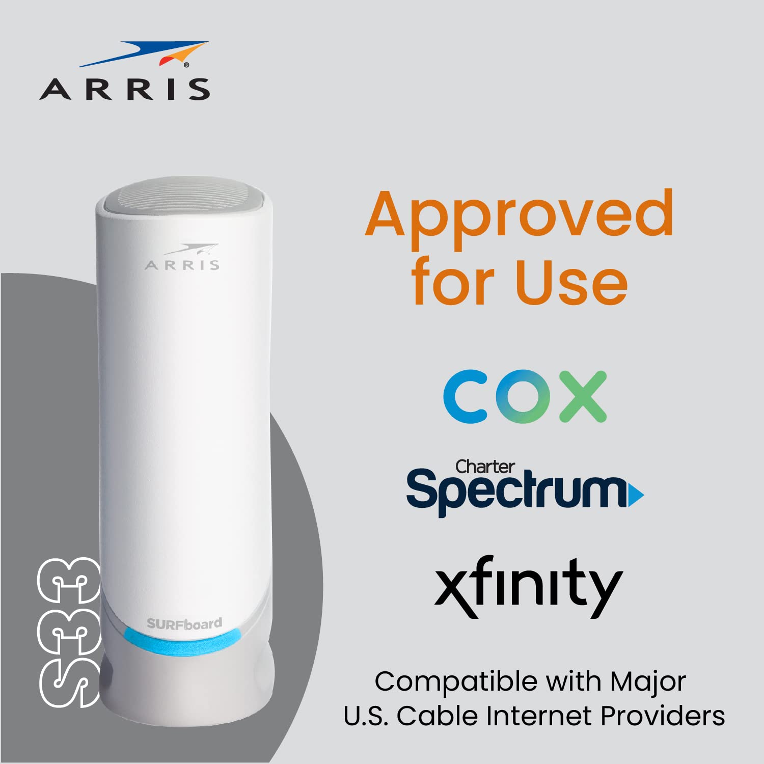 ARRIS Surfboard, S33 DOCSIS 3.1 Modem (2.5 Gbps Max Internet Speeds) & W31 AX11000 WiFi 6 Mesh Ready Router Bundle (WiFi speeds up to 11 Gbps), Alexa Support, Mesh with Your Cable Internet