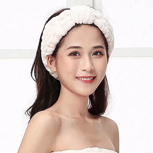 AIYAYI Spa Headbands,Soft coral fleece Makeup Headbands skincare headbands Adjustable Hair Band Cosmetic Headband for washing face, 2 Pack… (white)