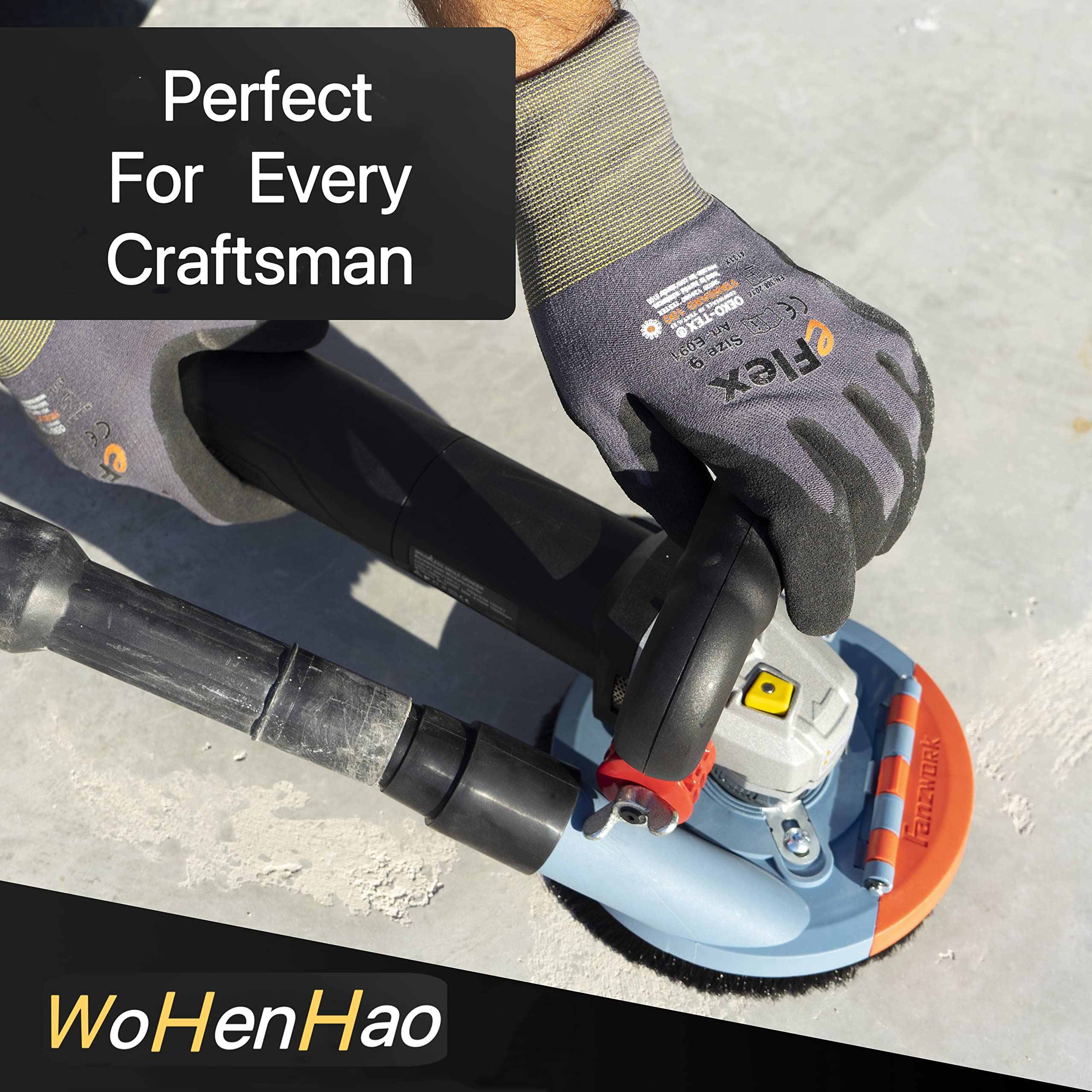Wohenhao Dust Shroud for Angle Grinder 4.5-5 inch + Diamond Grinding Cup Wheel 5 inch, Universal Surface Grinding Shroud with Grinding Wheel for Concrete Surface, Cement, Marble, Rock, Granite