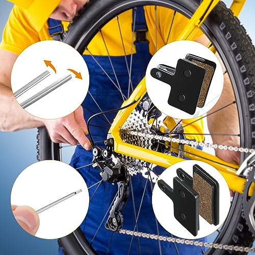 BBTO 16 Pairs Bike Brake Pads Disc Brake Pads with Installation Tools Bicycle Brake Pads for Ebike Mountain Bike (Resin Semi Metallic)