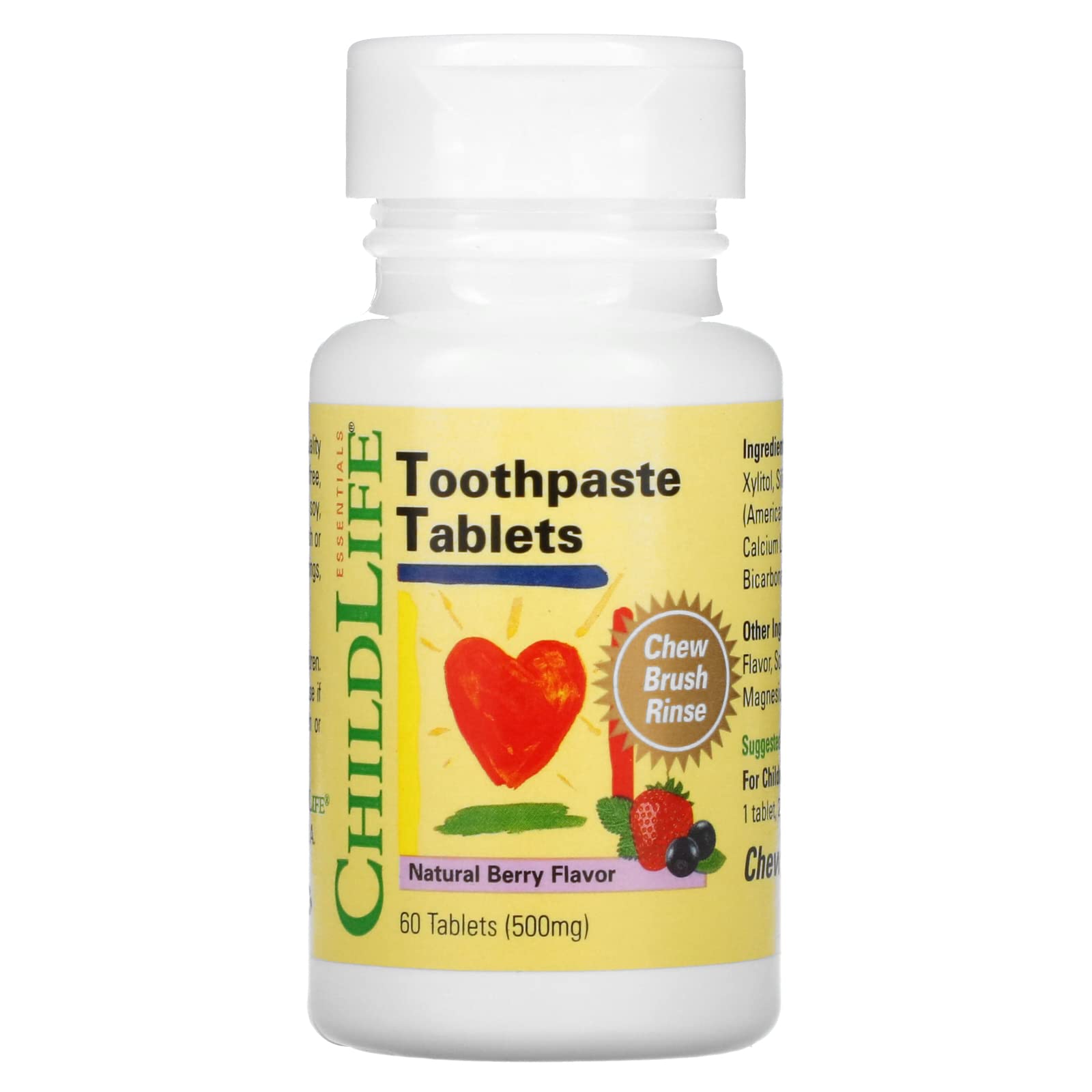 Child Life Toothpaste Tablets, Natural Berry Flavor, 60 Count