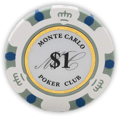 DA VINCI 14 Gram Clay Monte Carlo Poker Club Premium Quality Poker Chips Pack of 50 White Chips