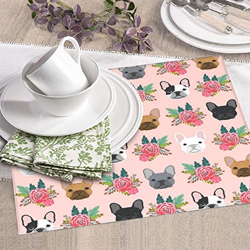 French Bulldog And flowers Printed Drying Mat For Kitchen Ultra Absorbent Microfiber Dishes Drainer Mats Non-Slip Silicone Quick Dry Pad - 18 X 16inch