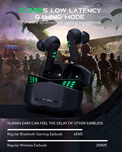 Black Shark Bluetooth Earbuds with 0.035s Ultra-Low Latency, Dual Environmental Noise Cancelling Microphones, Wireless Earbuds Gaming Earbuds with Bluetooth 5.2, IPX5 Waterproof, 26h Listening Time