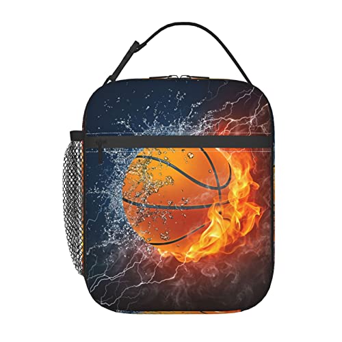 Echoserein Cool Basketball Ball Lunch Bag For Men Boys Insulated Lunch Box Reusable Lunchbox Waterproof Portable Lunch Tote