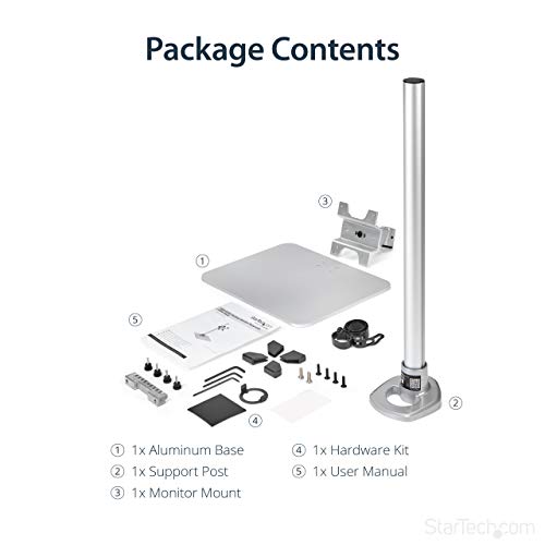StarTech.com Single Monitor Stand - Adjustable - Supports Monitors 12'' to 34" (30.9lb/14kg) - Premium - Single Screen VESA Monitor Mount Stand - Silver , TAA (ARMPIVSTND)