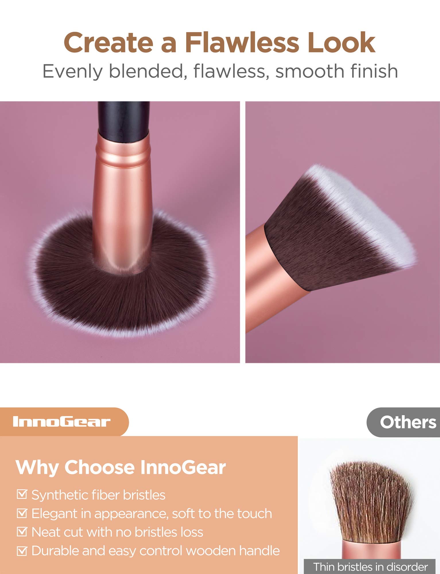 InnoGear Professional Makeup Brushes Set, 16 Piece with 16 Makeup Brushes and Sponges and Brush Cleaner, Black Golden