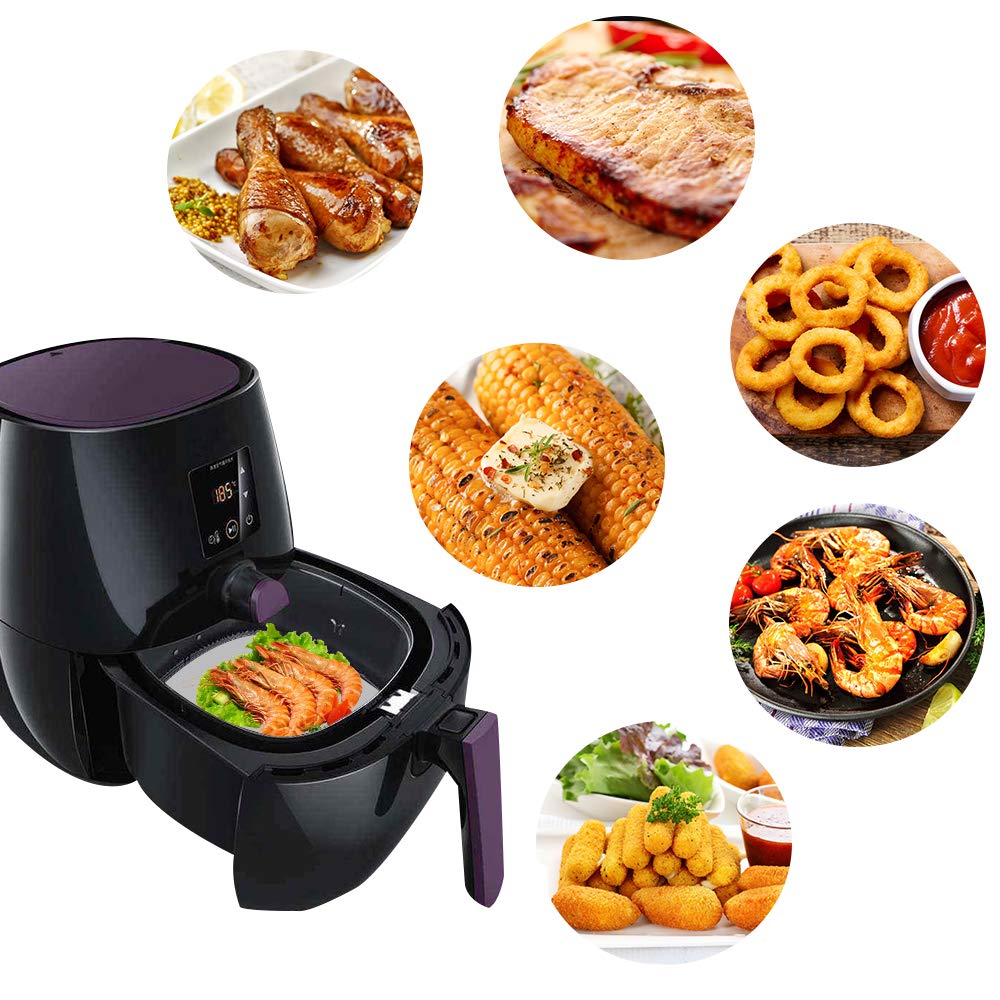 Air Fryer Parchment Paper, 200pcs 9 Inch Perforated Unbleached Square Air Fryer Liners,Steaming Parchment Liner, Parchment Paper for Air Fryer, No Burn, Easy CleanupâŠ