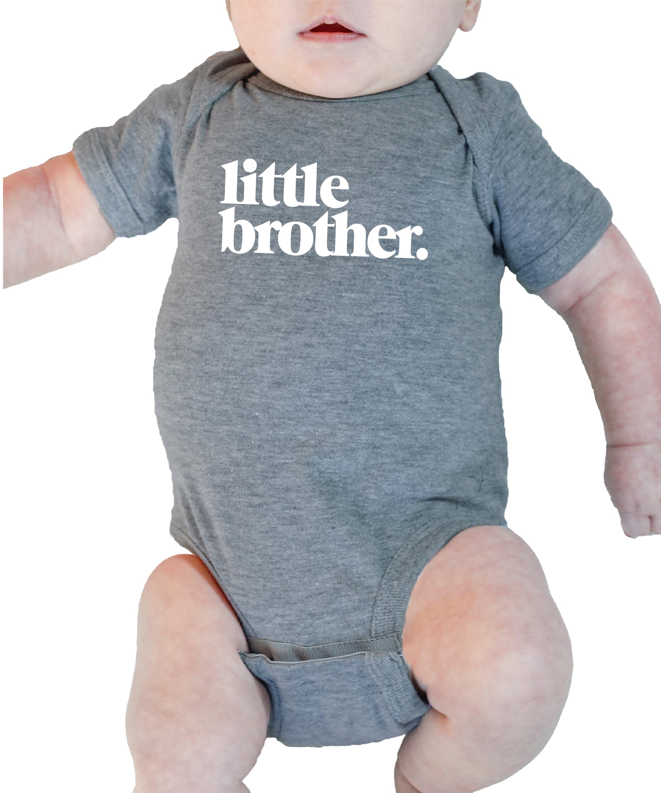 Olive Loves Apple Little Brother Bodysuit for Baby Boys Sibling Outfits Granite Heather Bodysuit Newborn