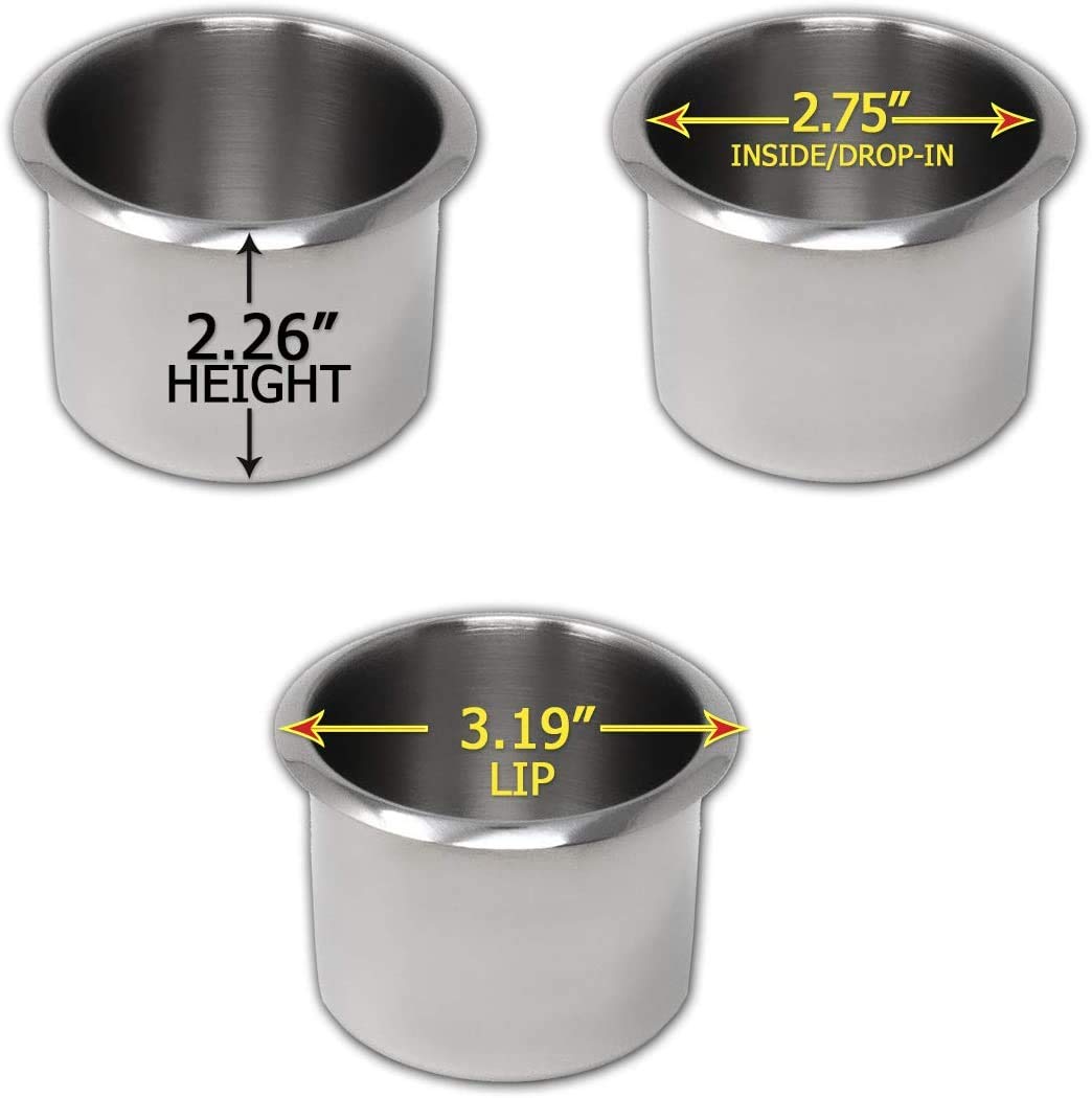 DA VINCI Lot of 10 Drop in Stainless Steel Poker Table Can Holders, Fits Standard Soda Can or Beer Bottle