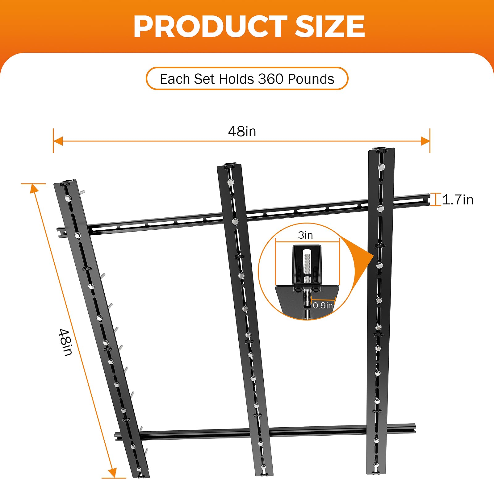 BEAMNOVA Overhead Garage Storage Rack,Ceiling Bin Rails Storage Heavy Duty Metal Garage Ceiling Storage Racks,Overhead Tote Storage Rail System,Overhead Bin Storage (Black) 48" x 48"
