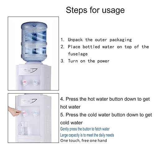 Axonl Water Cooler, 3/5 Gallon Water Bottle Top Loading Water Dispenser, Children Safety Lock Hot & Cool Water Dispenser with Storage Cabinet AXVWD02AWT