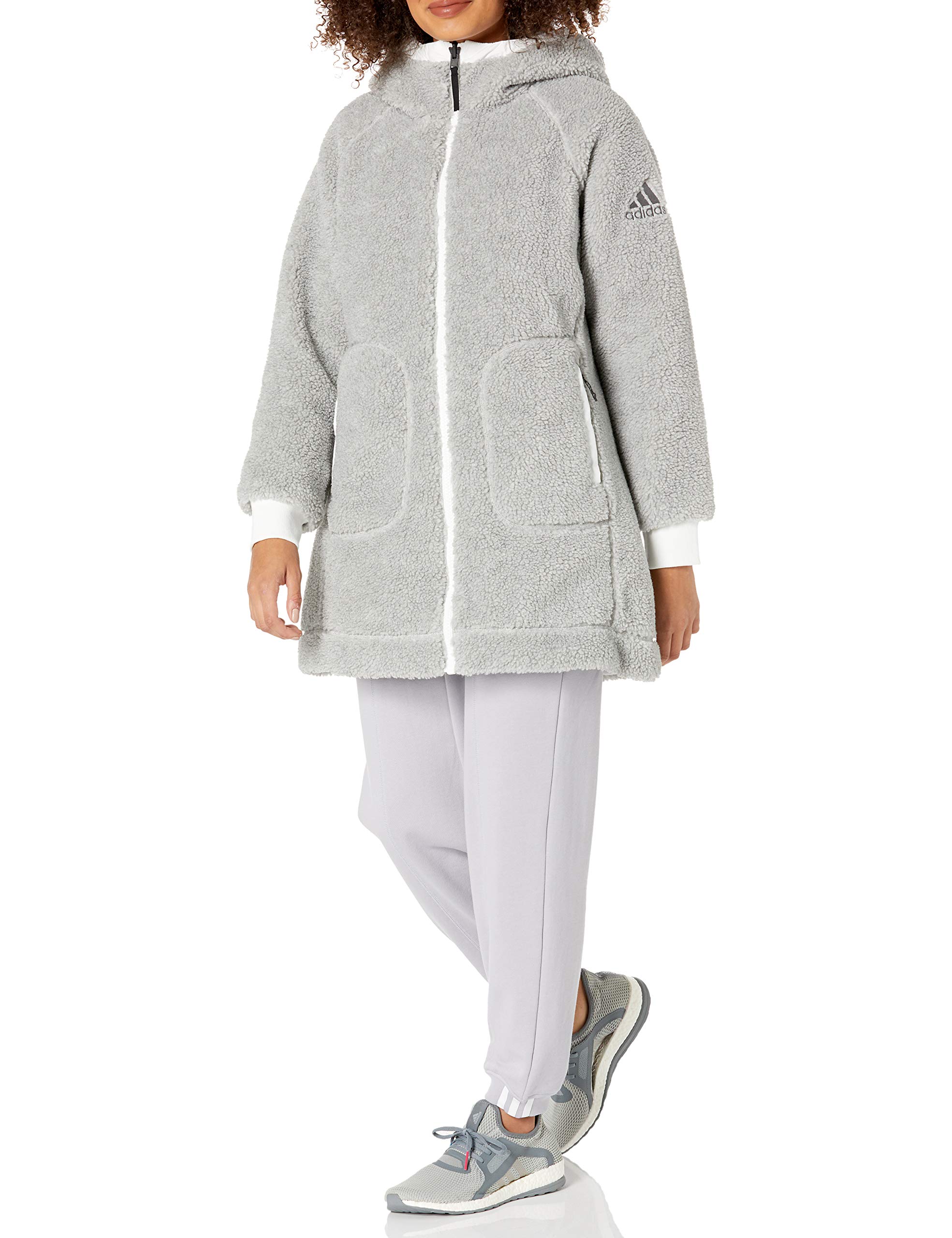 adidas Outdoor womens Reversible Sherpa Insulated Jacket Medium Grey Heather/Grey X-Small