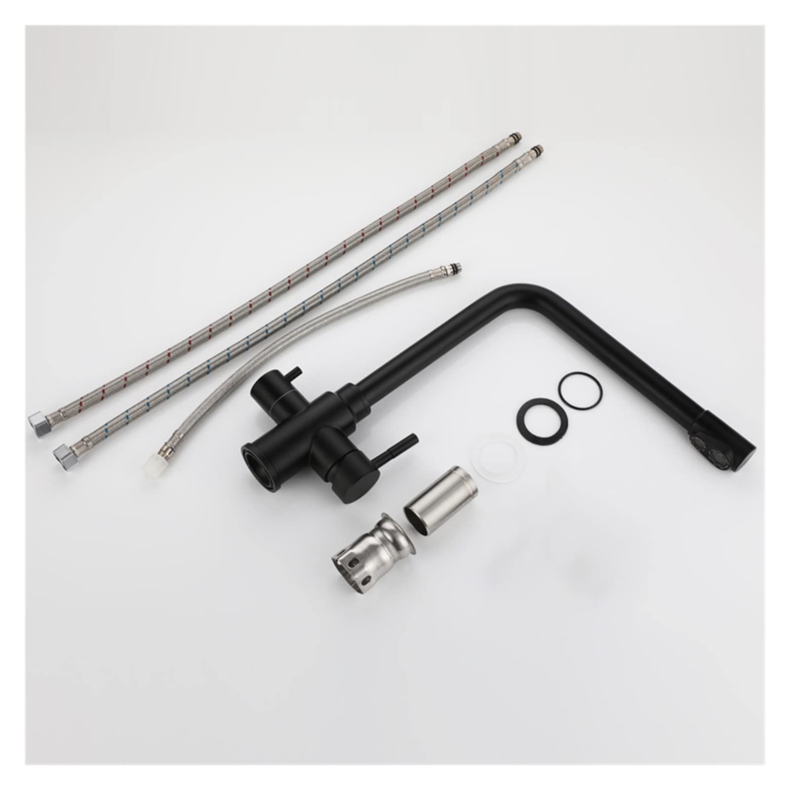 Black Brass Luxury Pure Water Kitchen Faucet Pure Water Taps Dual Handle Hot Cold Drinking Water 3-Way Filter Kitchen Mixer 6055 ( Color : Matte Black )