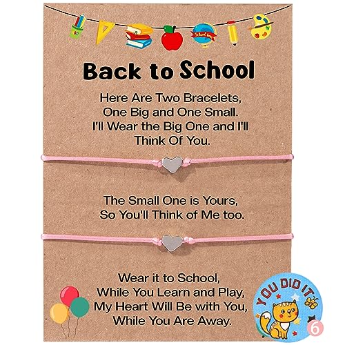 Back To School Gifts, First Day Of School Bracelet, Back To School Gifts For Kids 1/2/3/4 Grade, Mommy And Me Bracelets Gift, First Day Of Kindergarten, Kindergarten Bracelet Mommy And Me( Pink Heart)