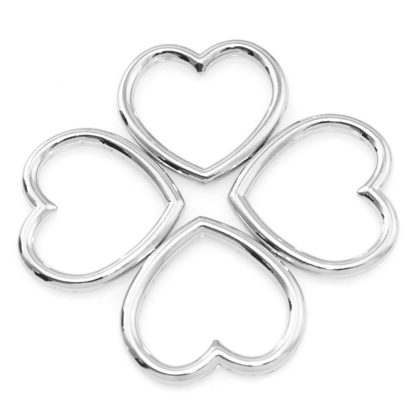 Lind Kitchen 10PCS Heart Shape Hollow Heart Shape Metal Craft Ring Buckle Gothic Accessory for Punk Leather Choker Necklaces, Silver