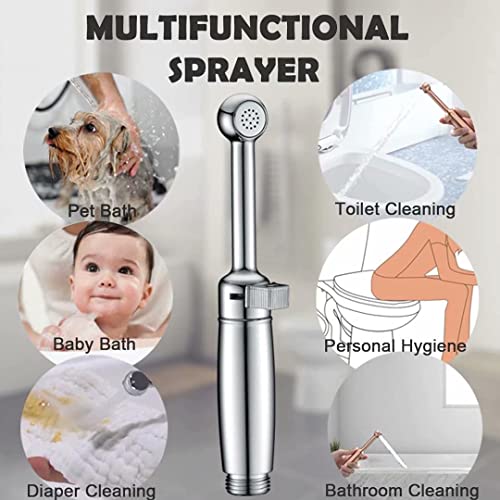 Bidet Sprayer for Toilet, Handheld Sprayer Bidet Attachment Kit with Backflow Preventer and Adjustable Water Pressure Control, SonTiy All Brass Cloth Diaper Sprayer Set, Chrome, 5 Years Warranty
