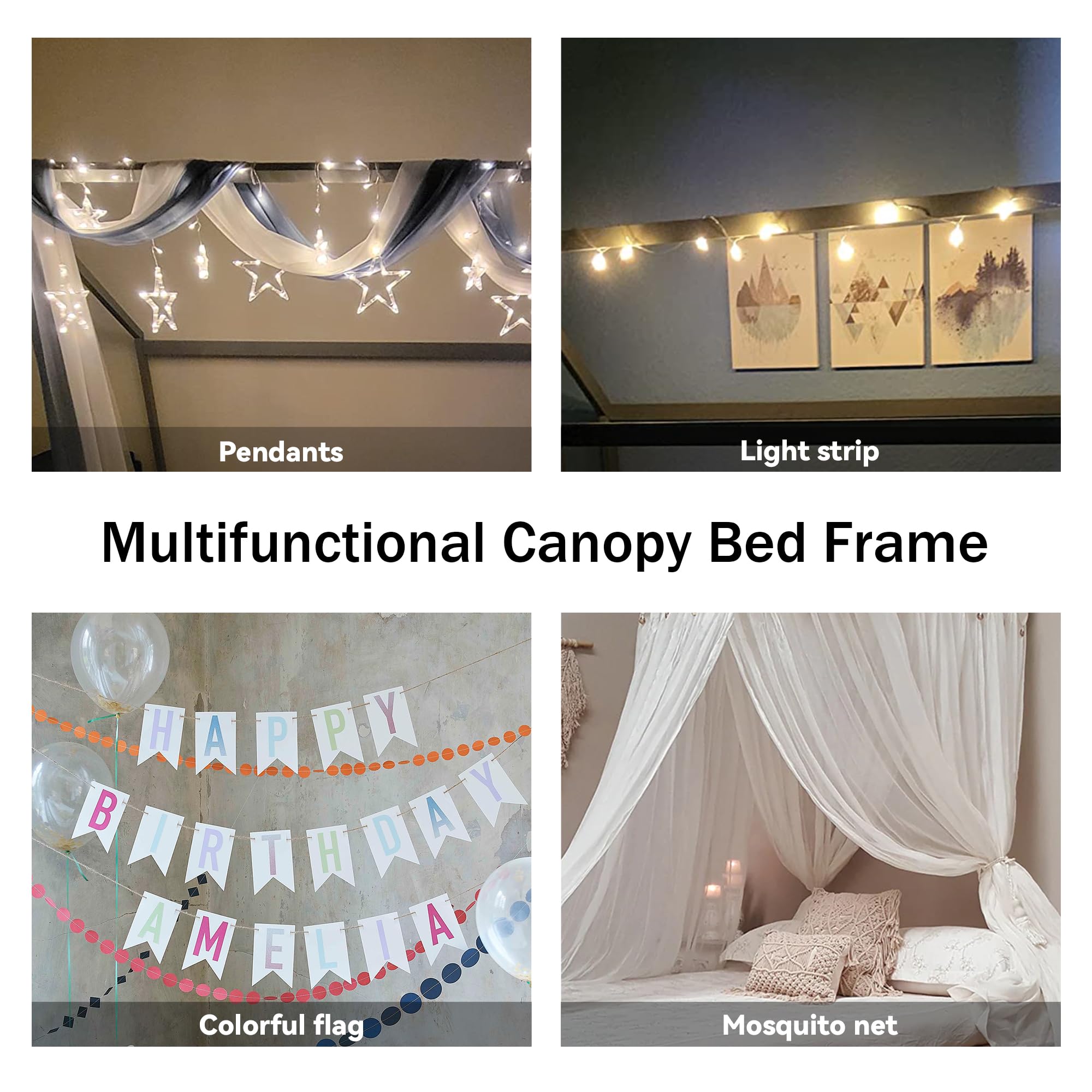 Merax Metal House Bed : Metal Floor Bed,House Shape Bed with Metal Slats,Twin Size,White