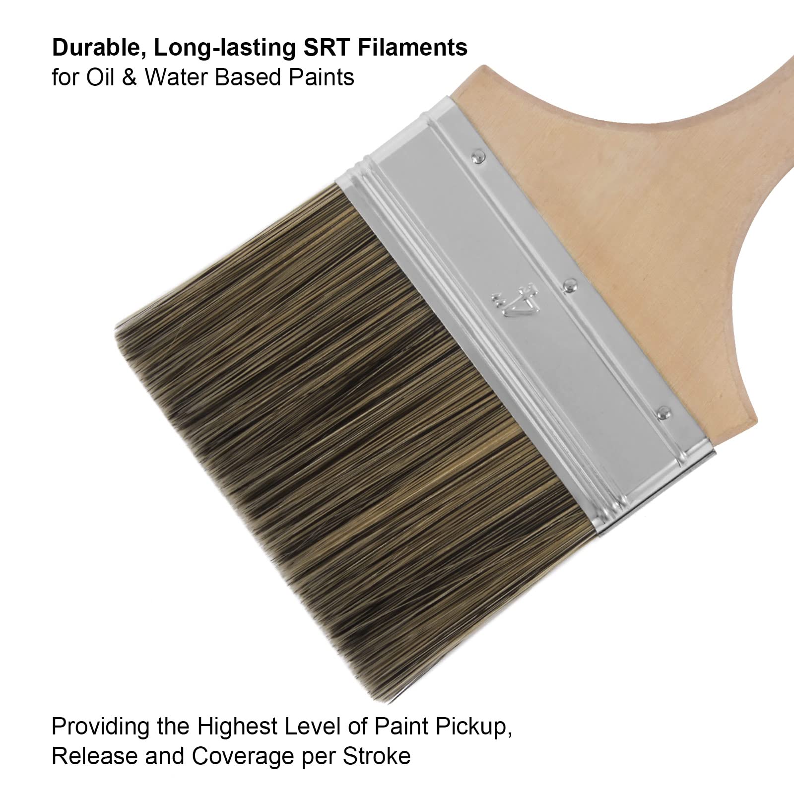 Double Thick Chip Paint Brush, 4 inch / 100mm Stain Brushes for Painting Walls and Fence Staining, Wooden Handle Masonry Paintbrush for Varnish, Paste, Gesso and Limewash
