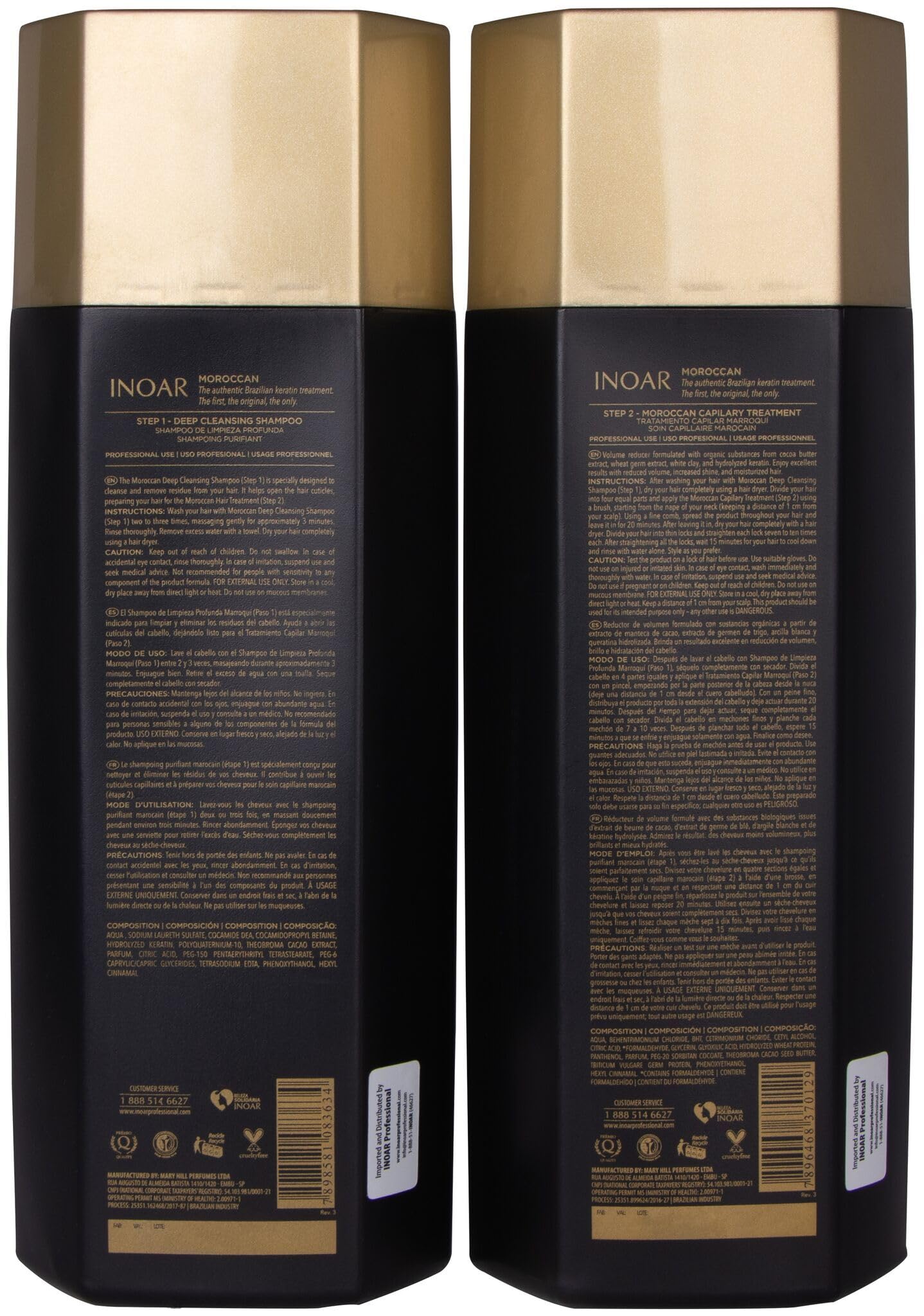 INOAR β Moroccan Smoothing Set for Curly Hair: Deep Cleansing Shampoo & Treatment for Men and Women, Vegan and Cruelty-Free (33.8 oz. Each)