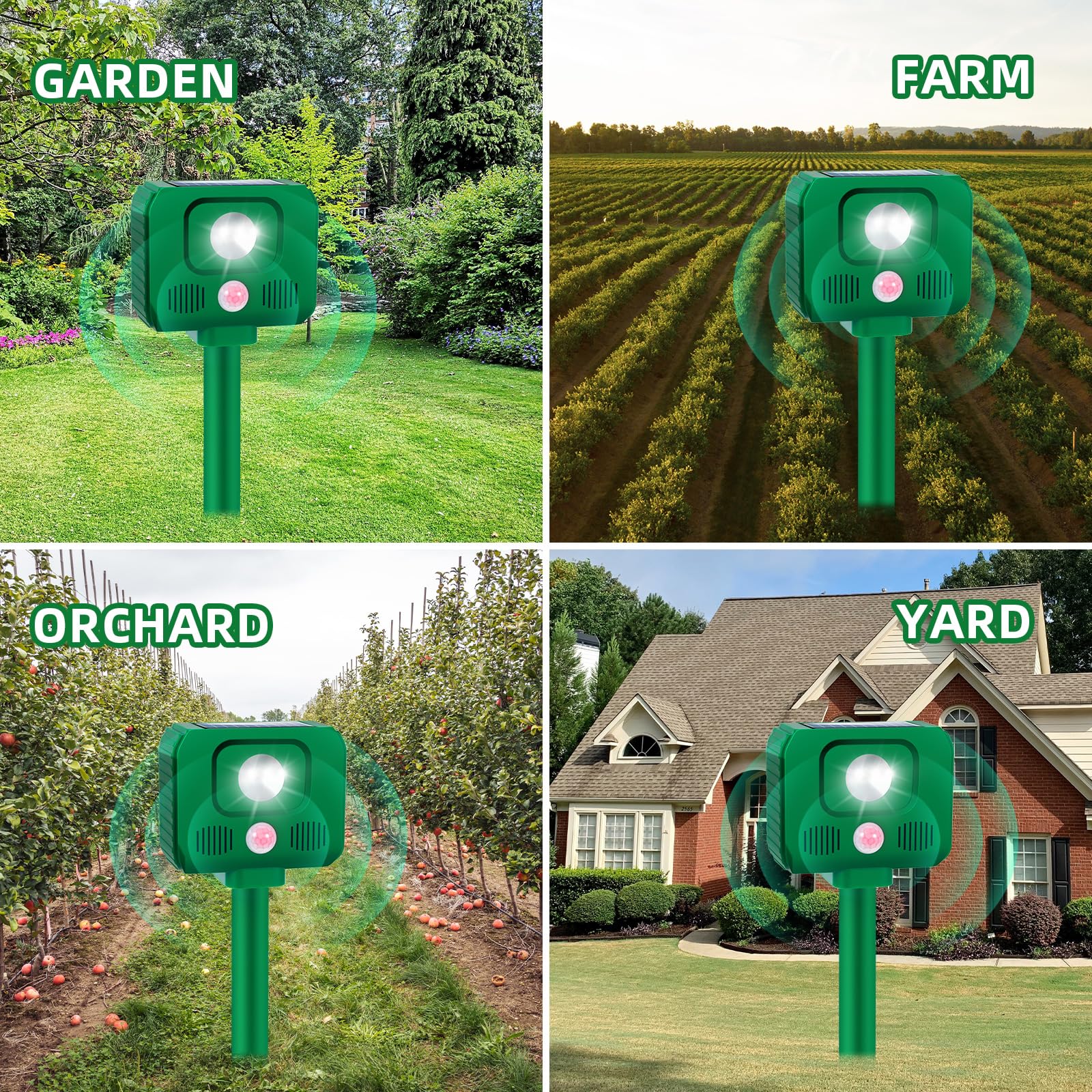 Jahy2Tech Ultrasonic Animal Repellent Outdoor Deer Repellent Devices Sonic Cat Repellent with Motion Sensor & Strobe Light, Skunk Rabbit Raccoon Repellent Solar Animal Repeller Deterrent for Yard