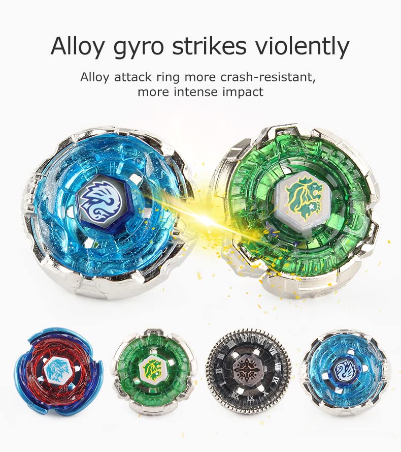 Hirynedwo Battling Tops Metal Fusion Starter Set with 4D Launcher Grip Burst Battle Set Packed in Storage Case