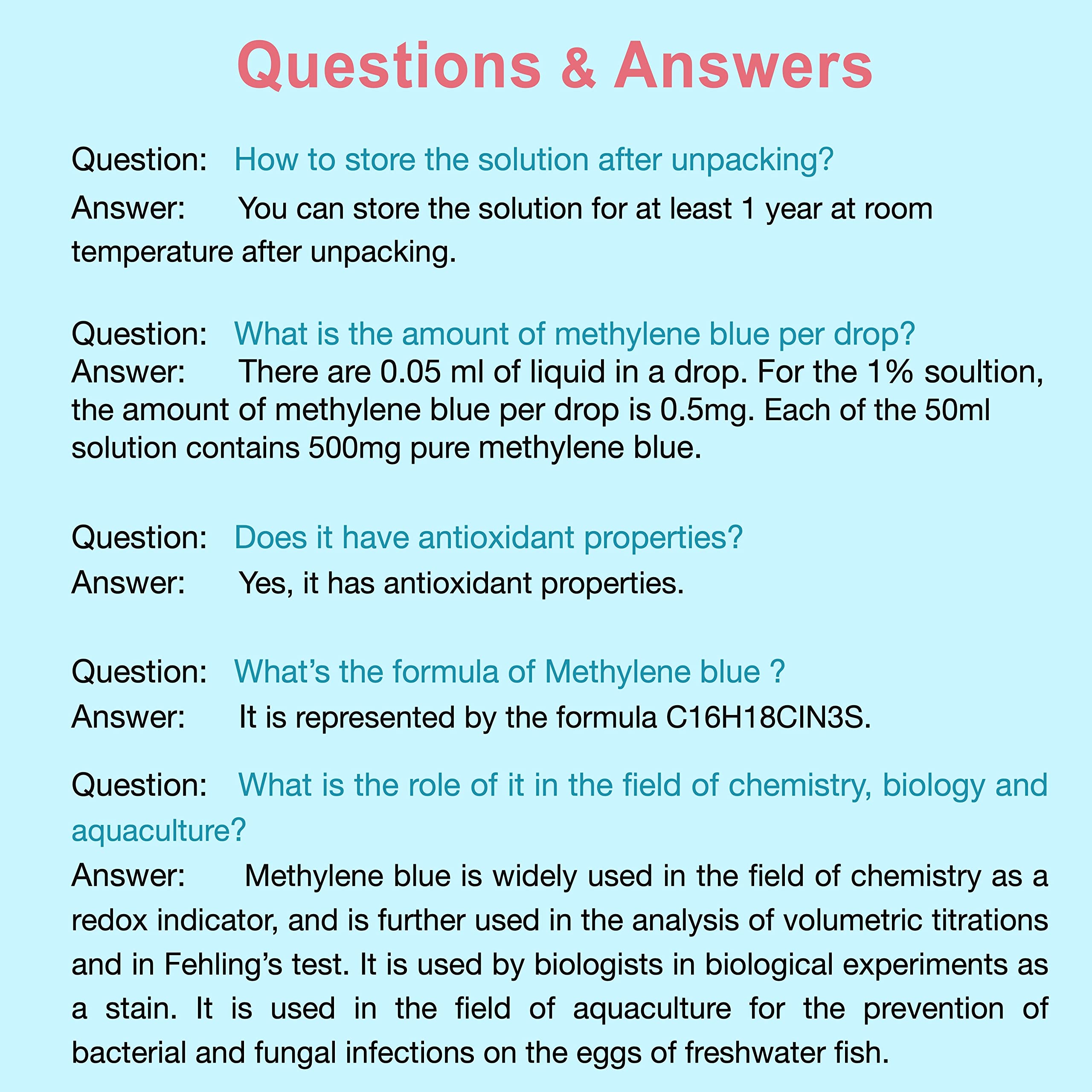 Methylene Blue USP Grade 1.0% Solution 50 mL (1.69 fl oz) High Purity with Aseptic Filling Techniques (Premium Dropper) 3rd Party Tested.