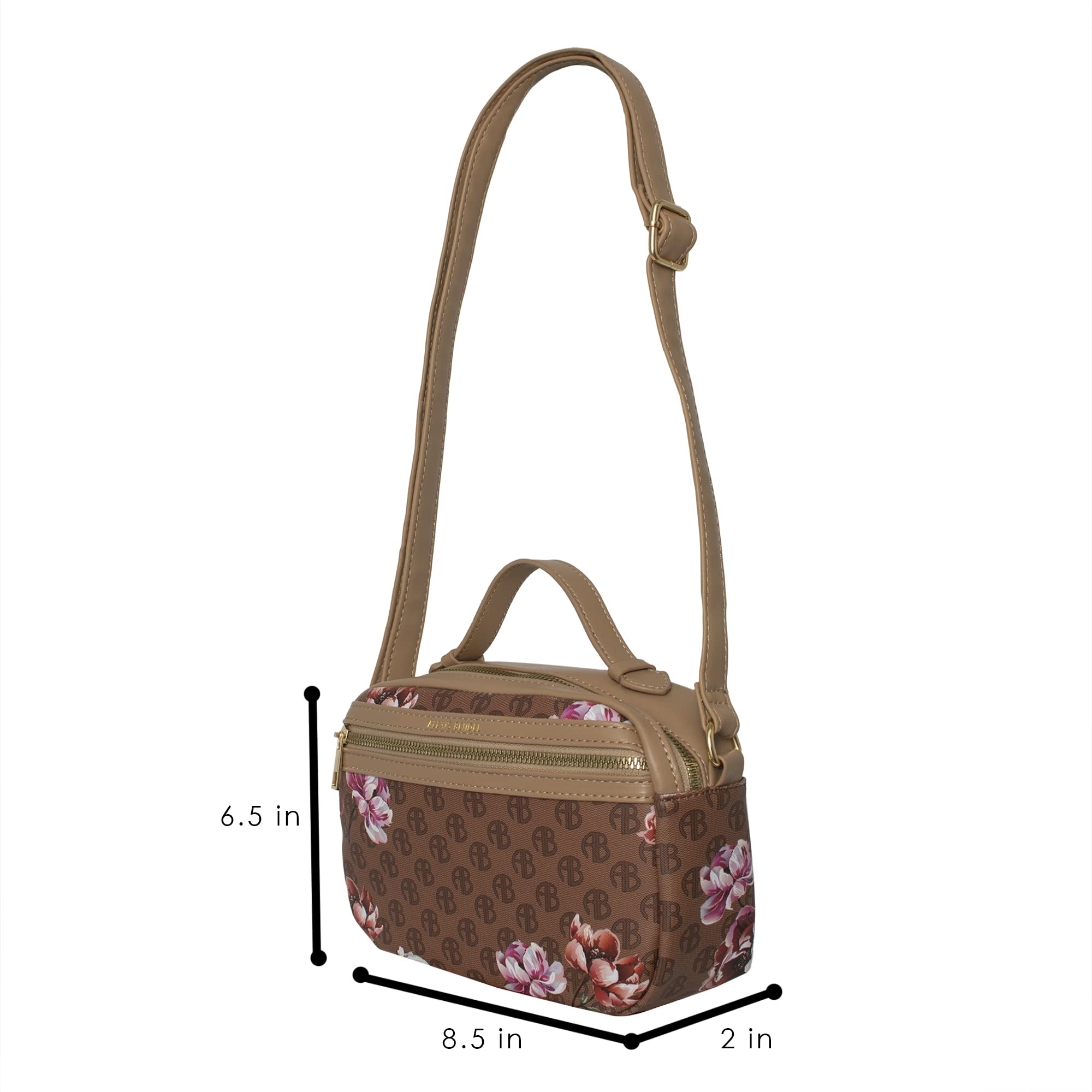 Alexis Bendel Women's Small Handbag Signature Crossbody Bag Mini Shoulder Bag Brown