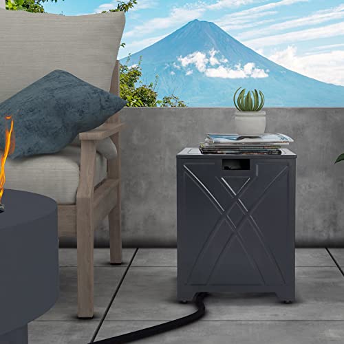 BAIDE HOME Propane Tank Cover Table, Square Propane Tank Holder Hideaway for 20 lb Propane Tank, Gas Tank Storage Side Table - Carbon Gray