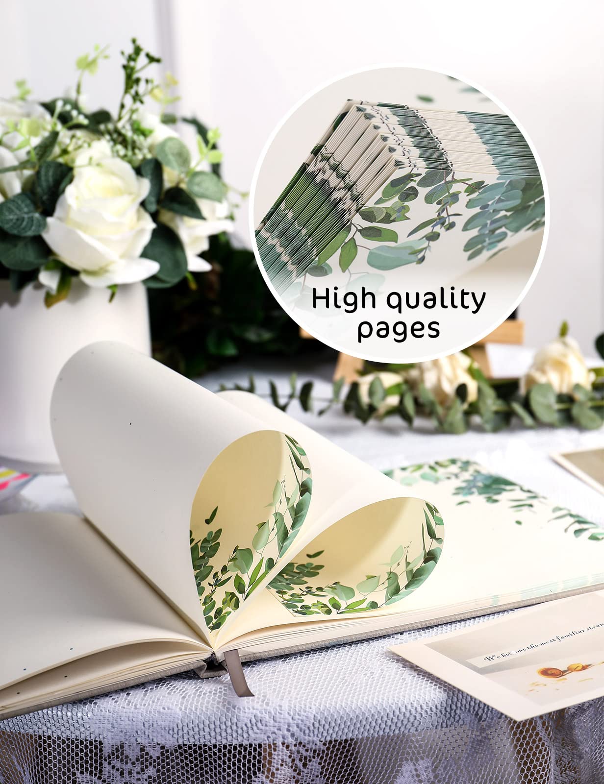 Wedding Guest Book,Guest Book Weddings Reception,Polaroid Guest Book for Wedding 100 Pages Paper Hardcover 8" x 10" for Wedding Gift with Pen, Photo Corner