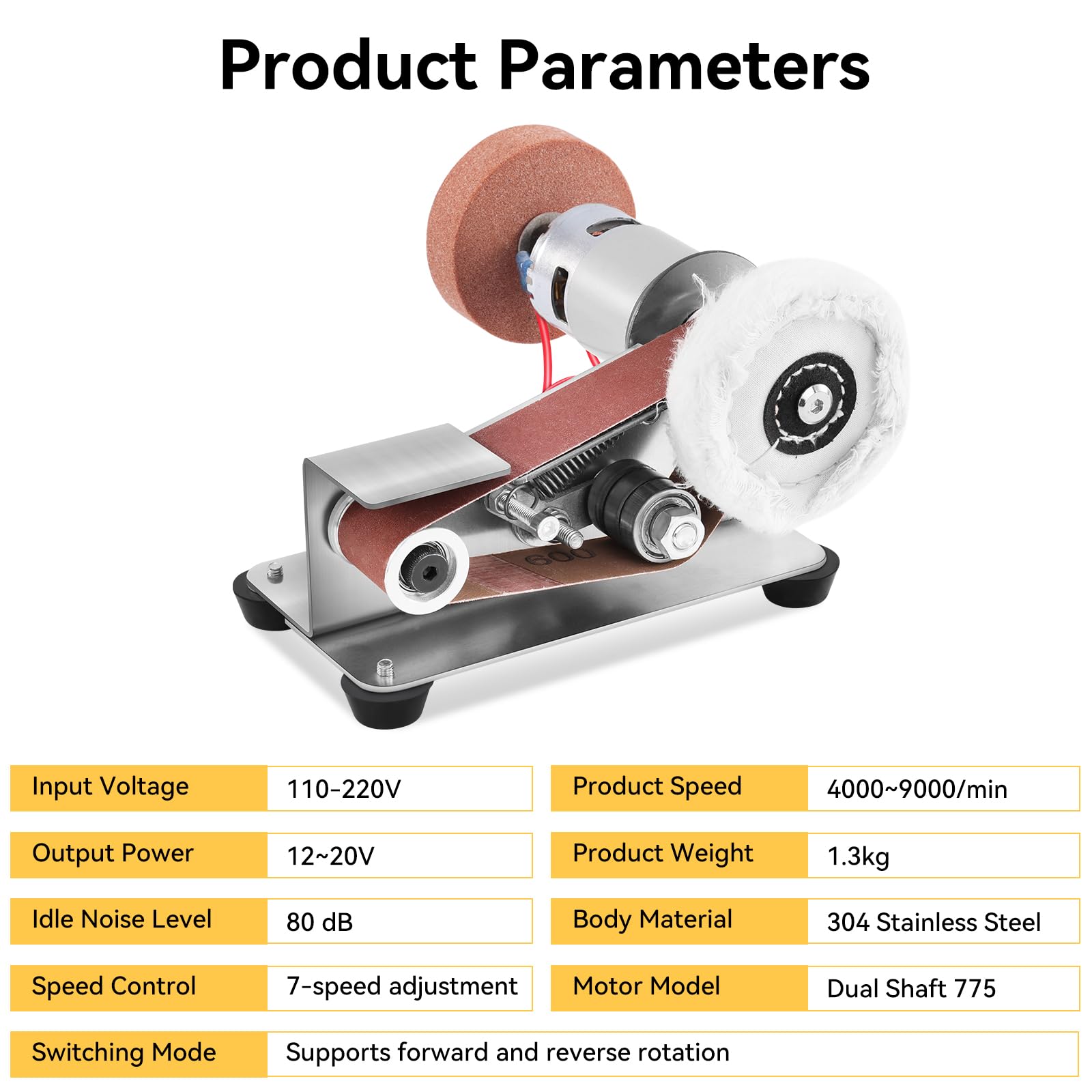 CAMXTOOL Mini Belt Sander - Power Belt Sanders, Small Bench Belt Sander Machine,7 Gear Adjustable Speed Electric Belt Sander for Metal Working, Knife Making Kits, Knife Grinder, DIY Woodworking,