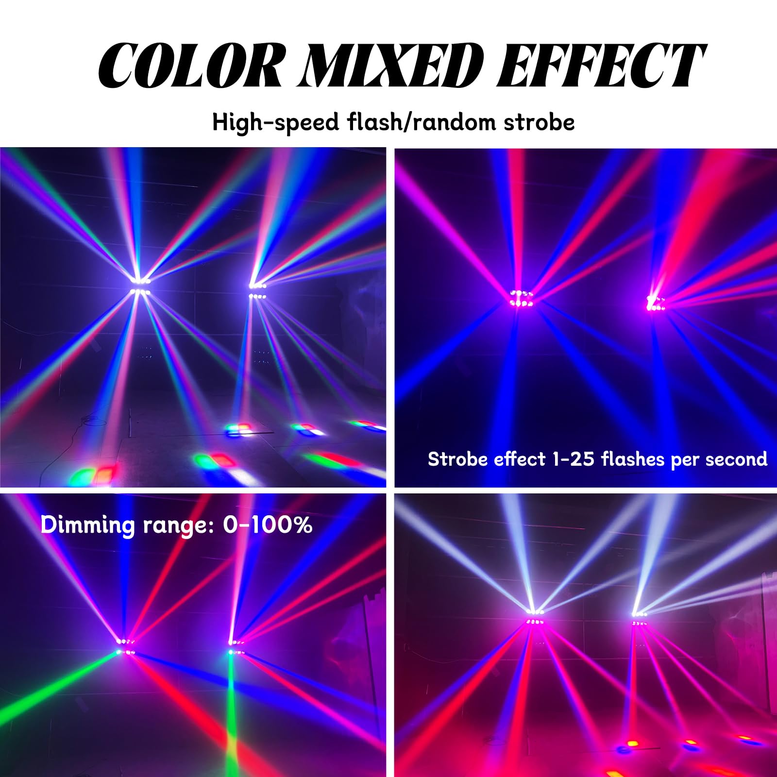 8x15W Spider Moving Head Light LED RGBW 4in1 Portable Stage Light, Strobe Party Beam DJ Lighting DMX 512 & Sound Activated for KTV Disco Party Event