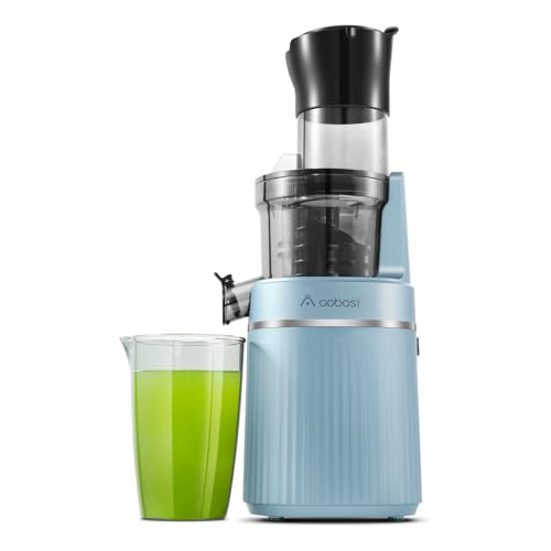 Aobosi Masticating Juicer Machine, 2-In-1 Cold Press Juicer with Large Feed Chute for Juice & Ice Cream, Powerful Slow Juicer for Vegetable and Fruit, Easy Clean Self Feeding (Blue)