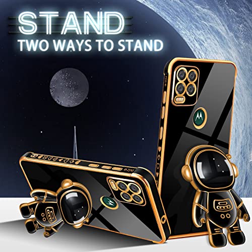 Buleens for Motorola Moto G Stylus 5G Case, Cute Heart Pattern 6D Gold Plating Astronaut Hidden Stand Phone Cases for Moto G Stylus 5G 2021 6.8 Inch-Black