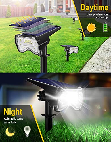 BRILLANFIRE Solar Lights Outdoor, 2-in-1 Solar Lights for Outside, Solar Powered Spot Lights Outdoor Waterproof, Outdoor Solar Lights for Walkway Yard Garden Patio Driveway, 4 Pack，Black