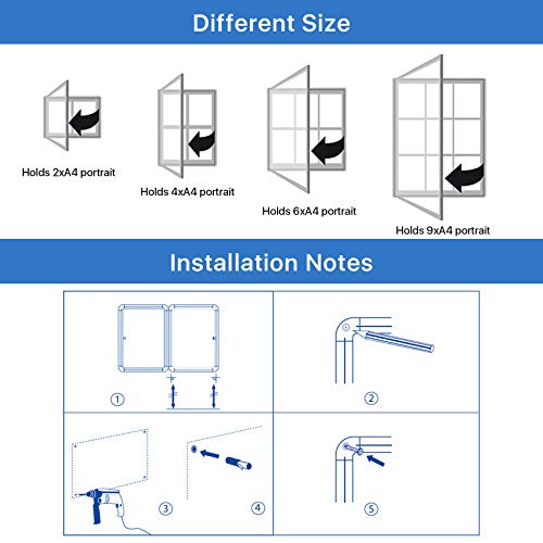 Swansea Enclosed Notice Board Magnetic Bulletin Boards for Office,Black Frame,with Locking Door 26x20inch(4XA4)
