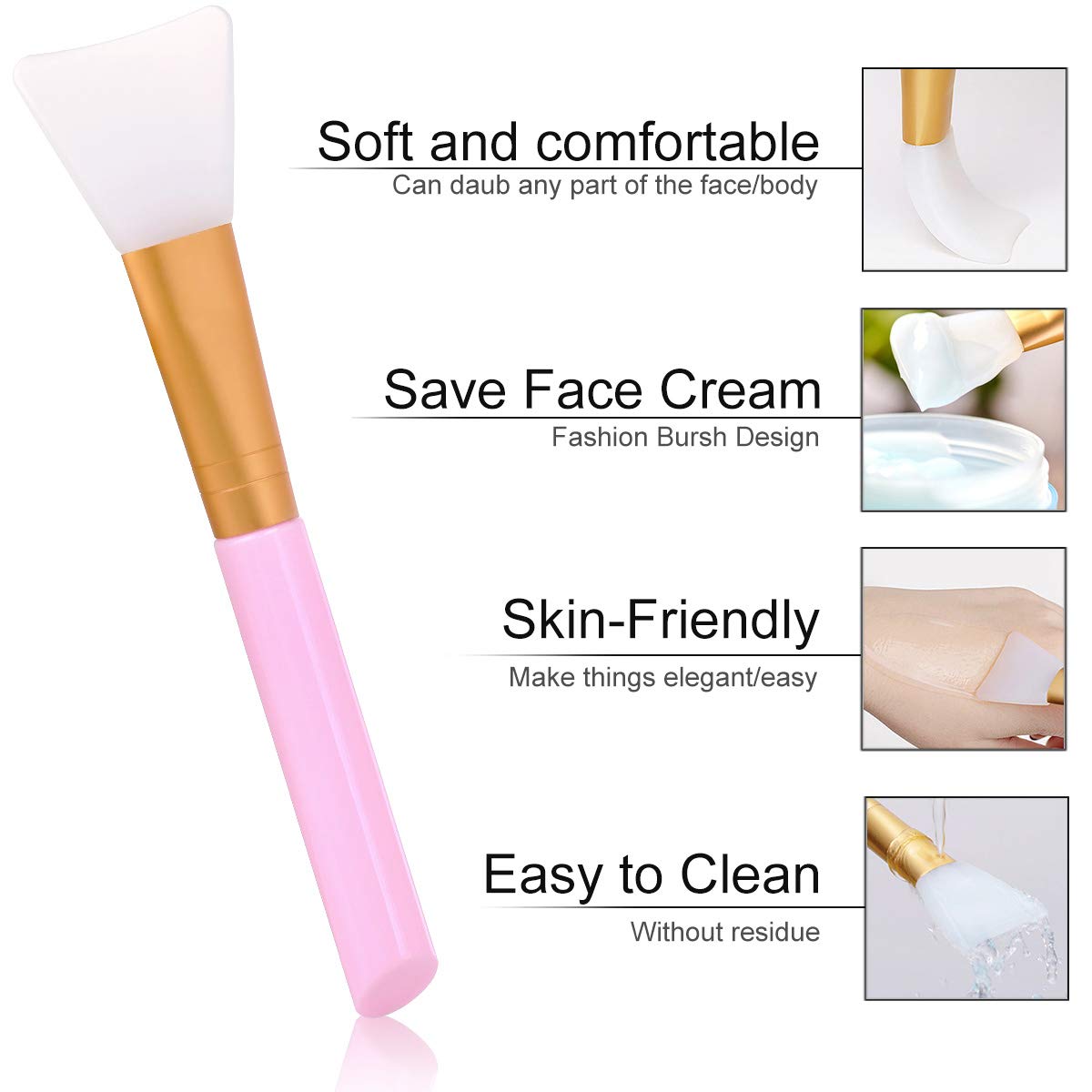 Akstore 5PCS Silicone Face Mask Brush,Mask Beauty Tool Soft Silicone Facial Mud Mask Applicator Brush Hairless Body Lotion And Body Butter Applicator Tools (White)