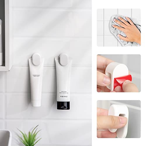 BEZOX Toothpaste Tube Holder Wall Mount Utility Hook β Face Cream Tubes Hanger Wall Mounted Tooth Paste Organizers Gripper, 3 PCS