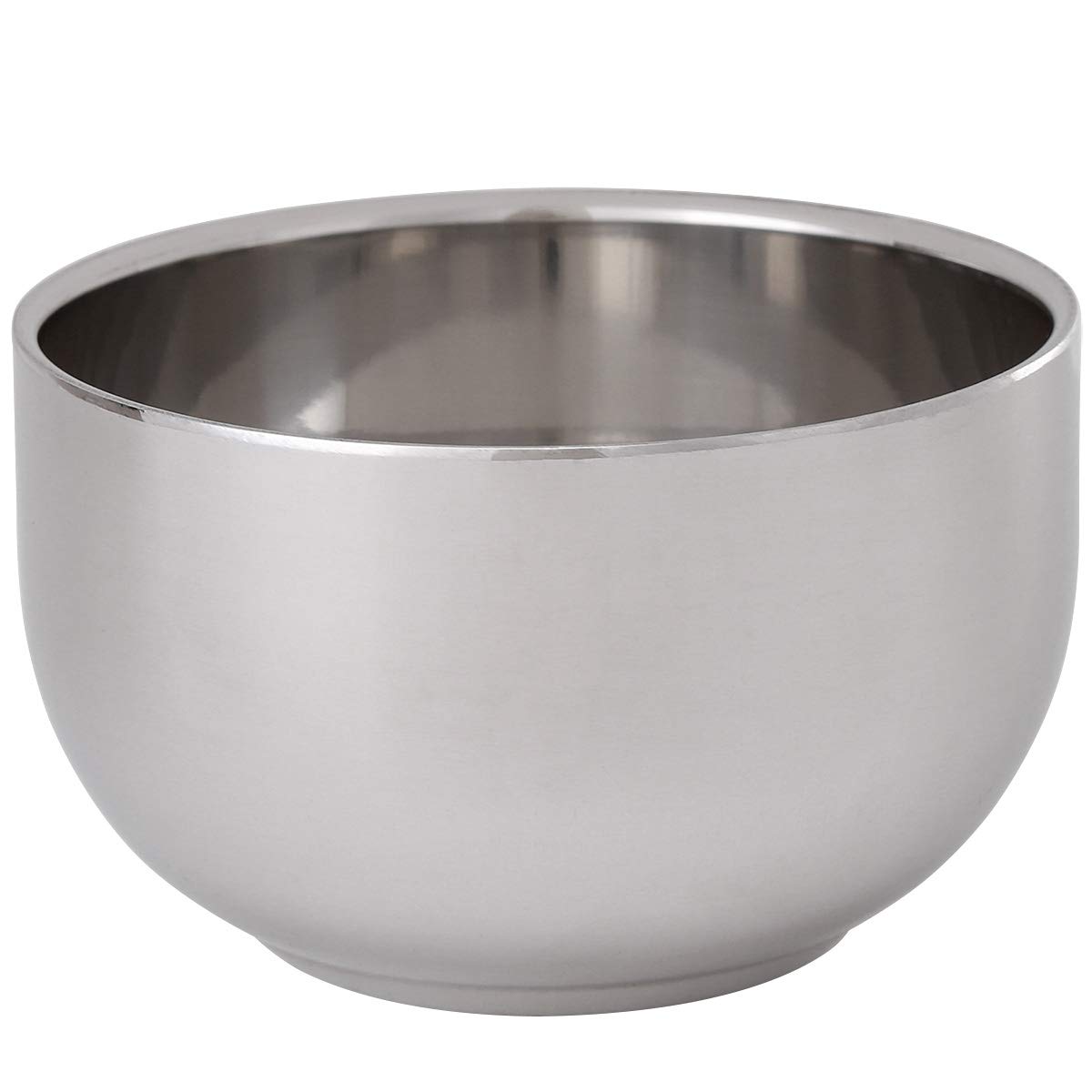 AKStore Men's Durable Shave Soap Cup Shining High Quality Double Layer Stainless Steel Heat Insulation Smooth Shaving Mug Bowl