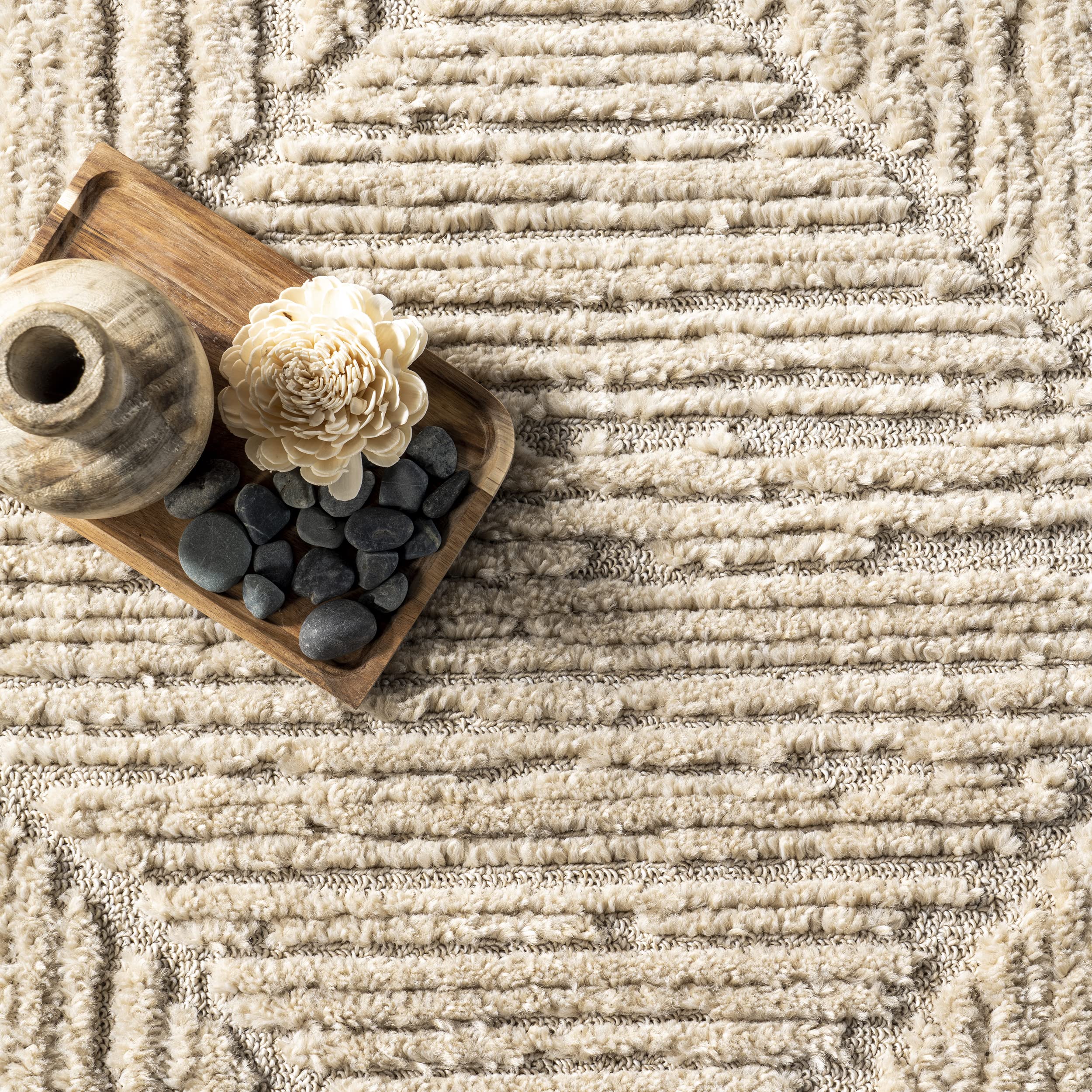 nuLOOM Kerry Geometric 7x9 Area Rug for Living Room Bedroom Dining Room Kitchen, Beige