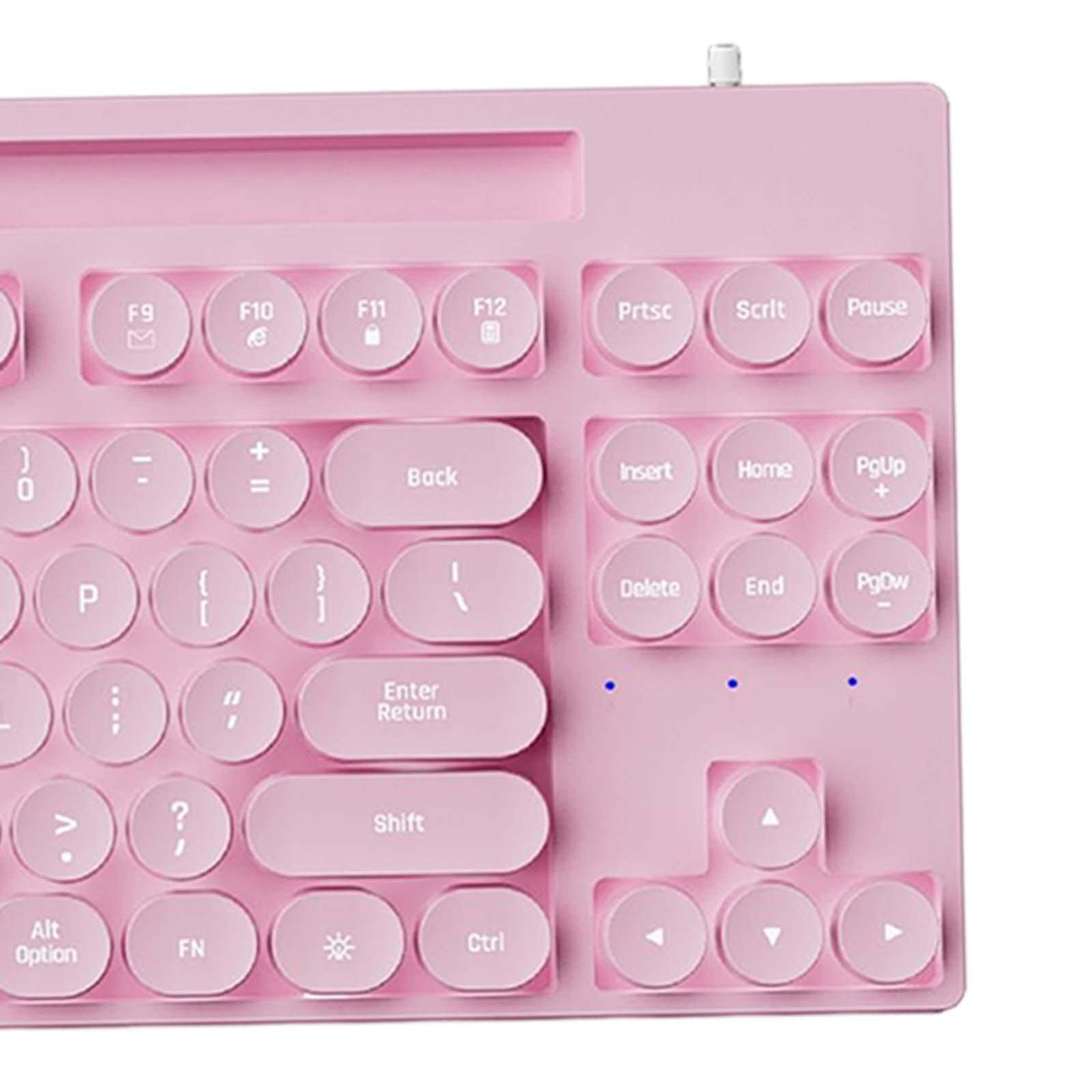balikha Durable Gaming Keyboard Clear Characters with A Storage Slot for Office Worker PC, Pink