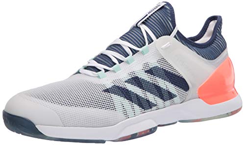 adidas Men's Adizero Ubersonic 2.0 Tennis Shoe, FTWR White/Tech Indigo/Signal Coral, 14 M US