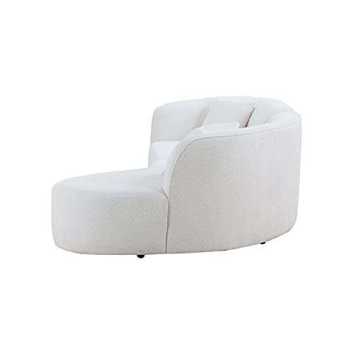 SSC SATISUNCASA 127'' Modern Sectional Curved Couches for Living Room,Minimalist Boucle Modular Sofa, Comfy Upholstered Sofas for Apartment, Home Office (White Boucle, 127" W)