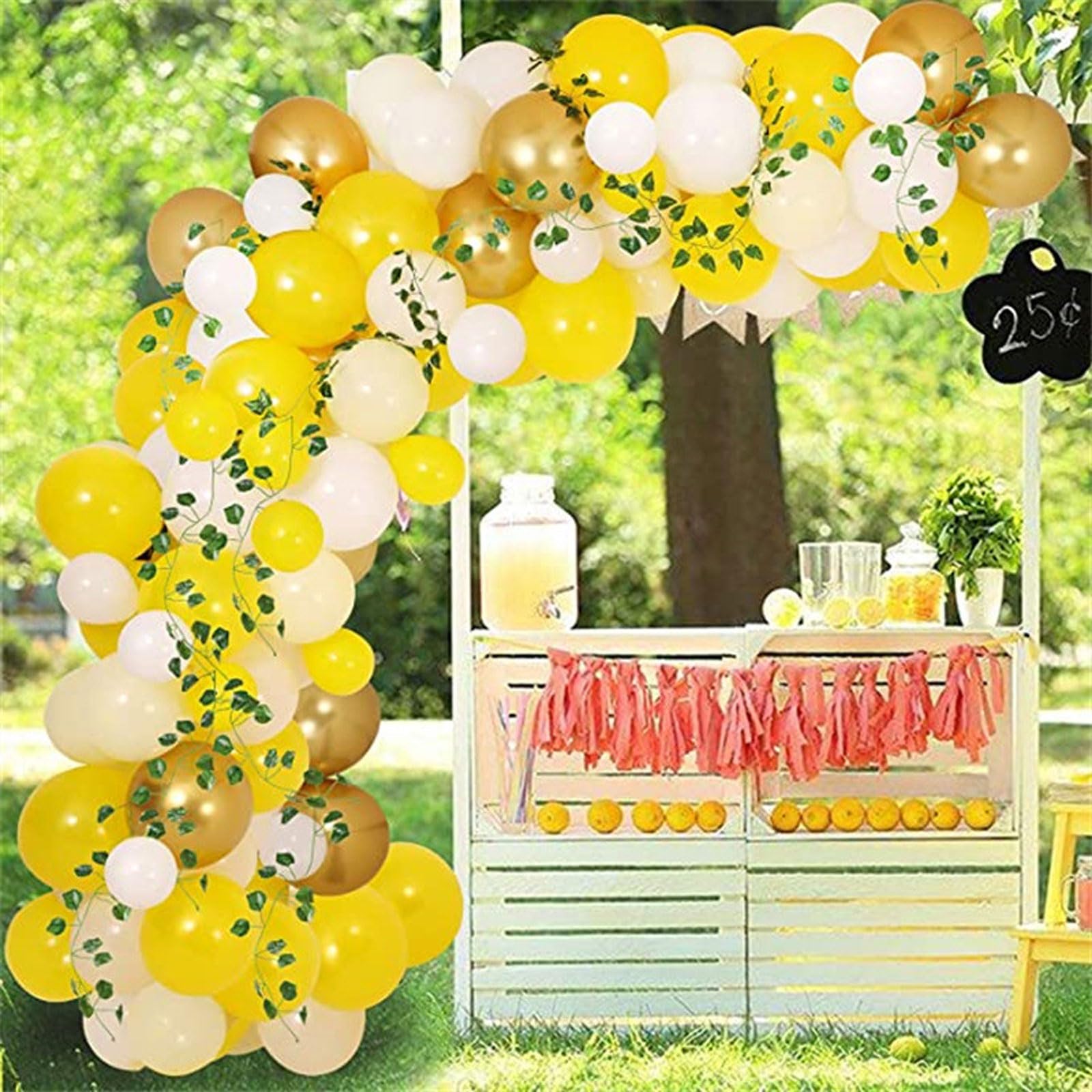 Aimto Yellow and White Balloons White and Yellow Confetti Balloons sunflower balloon,12 Inch–Pack of 50